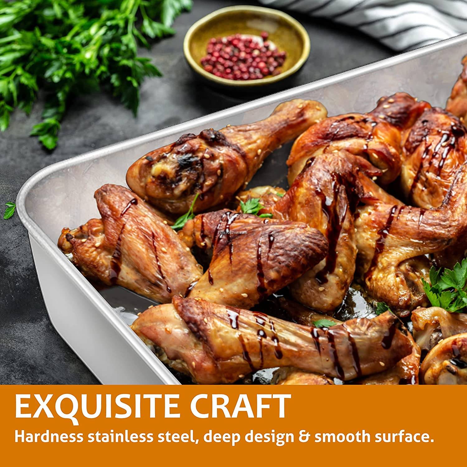 THICK Toffi Stainless Steel Deep Rectangular Tray Rectangle Baking Tray ...