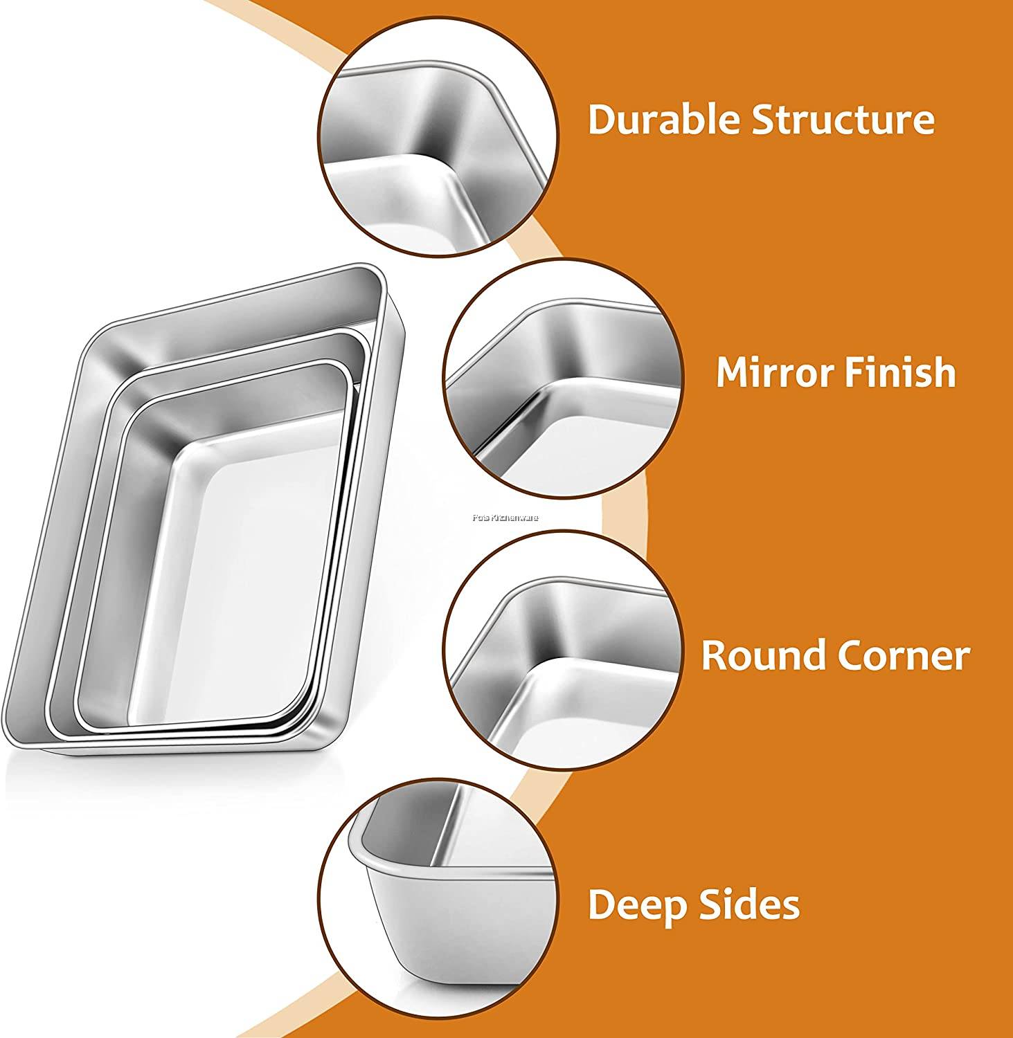 THICK Toffi Stainless Steel Deep Rectangular Tray Rectangle Baking Tray ...