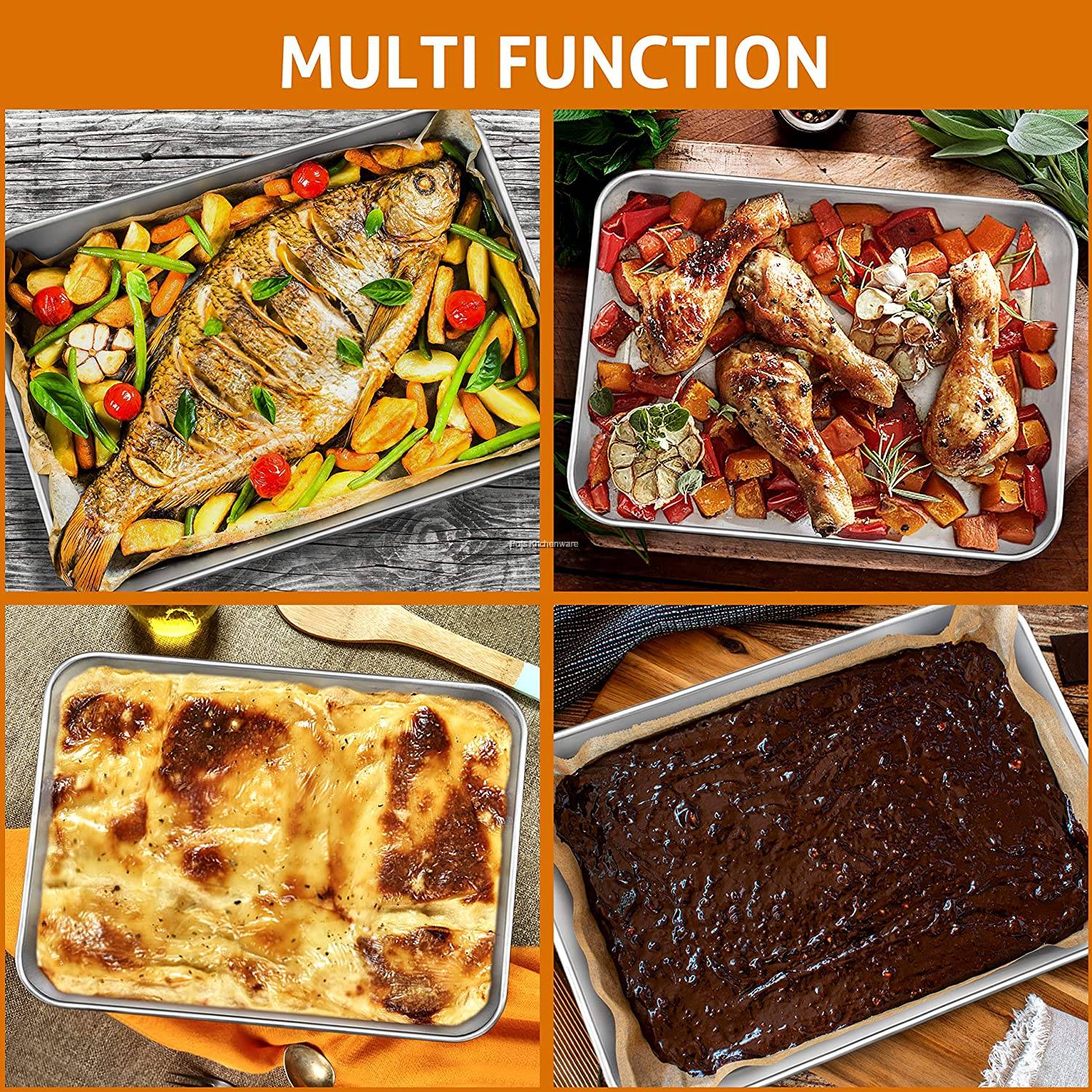 THICK Toffi Stainless Steel Deep Rectangular Tray Rectangle Baking Tray ...