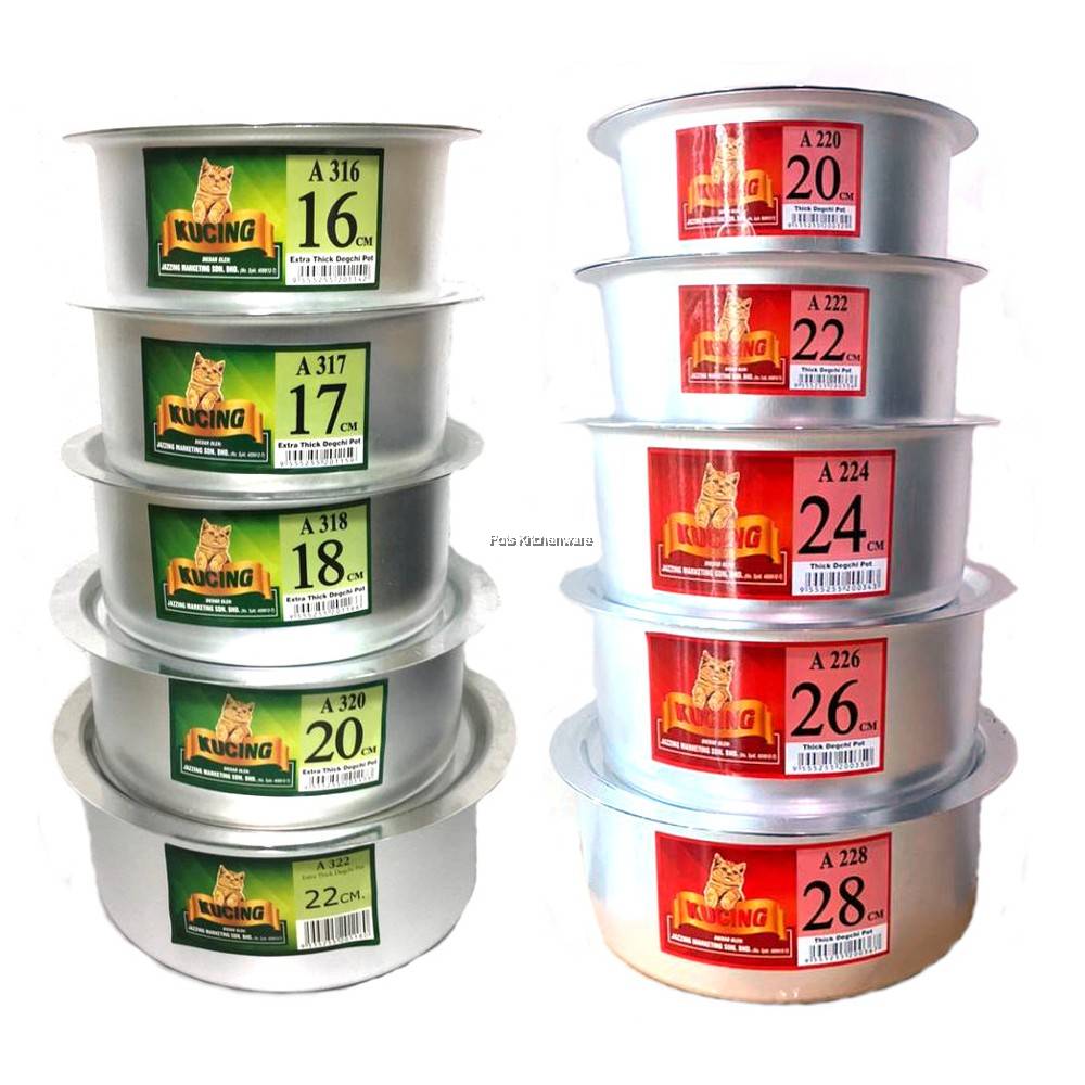 (Large Size) Kucing Brand Thick Aluminum Indian Pot Degchi Pot Curry ...