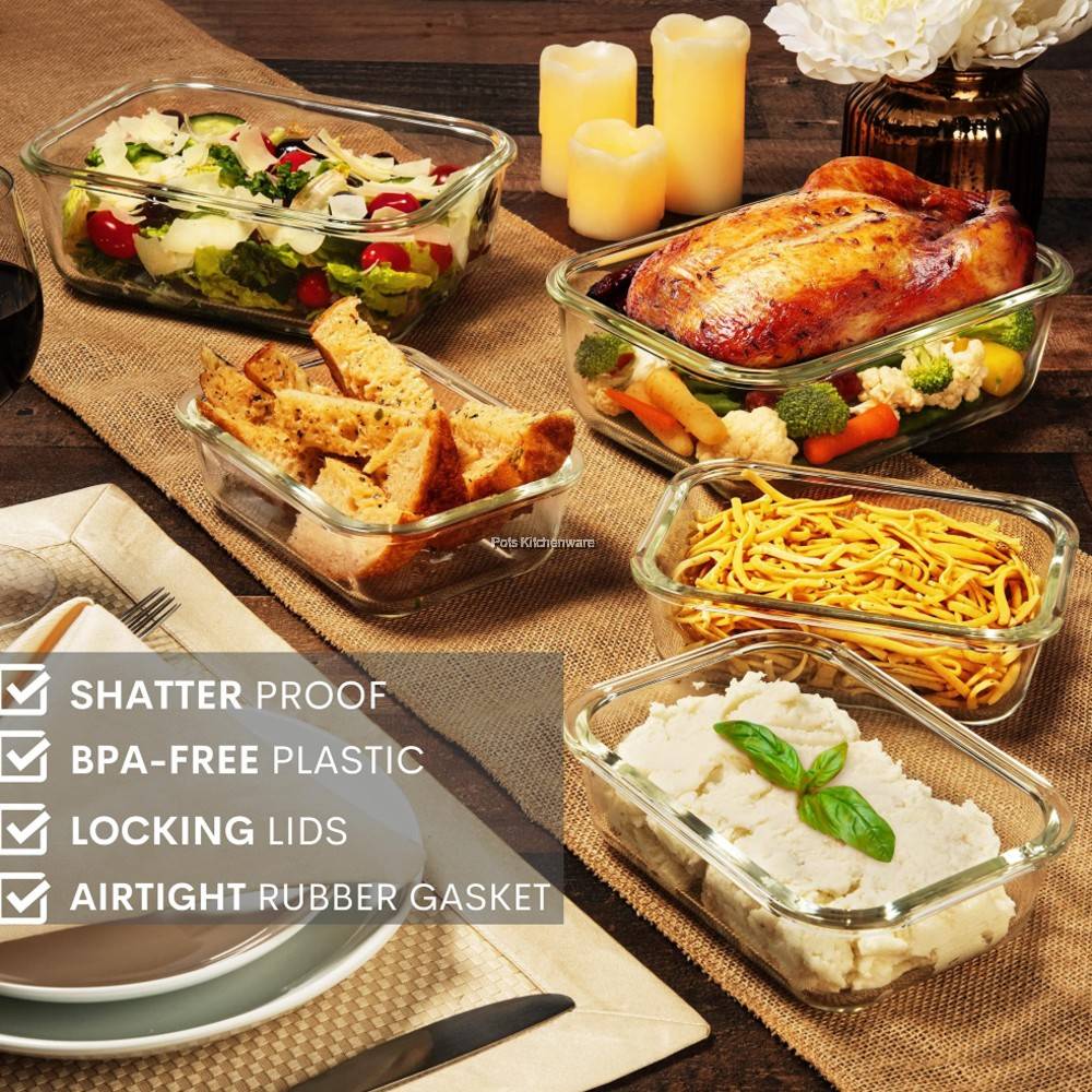 Glass Square Rectangular Heat Resistant Cold Resistant Container With ...